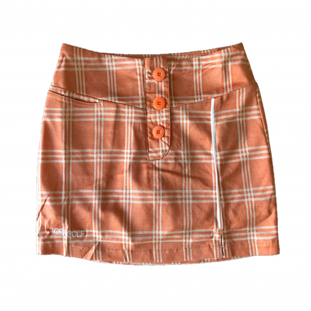 LS-063D || Ladies Skirt Burnt Orange with White Triple Lined Square ...