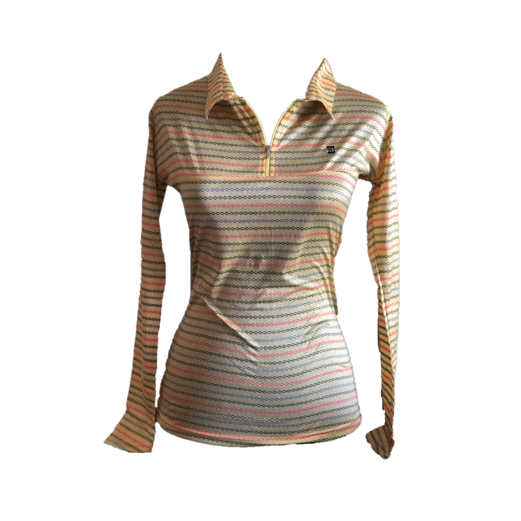 LT-095E || Ladies Top Long Sleeve Pale Yellow Blue, Black and Orange ...