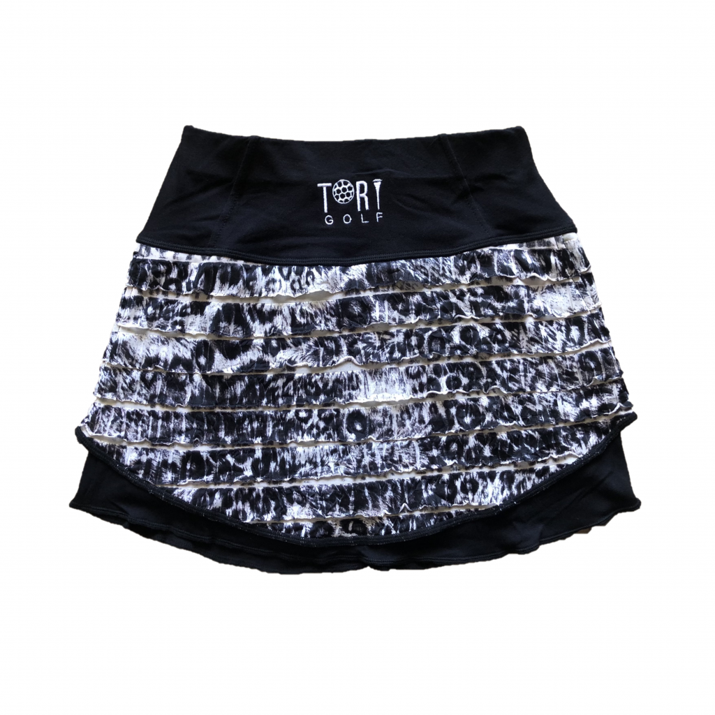 LS-071 || Skirt Soft Feel Black Waist Wide Band and Black Mock Underskirt with Frilled Rows of ...