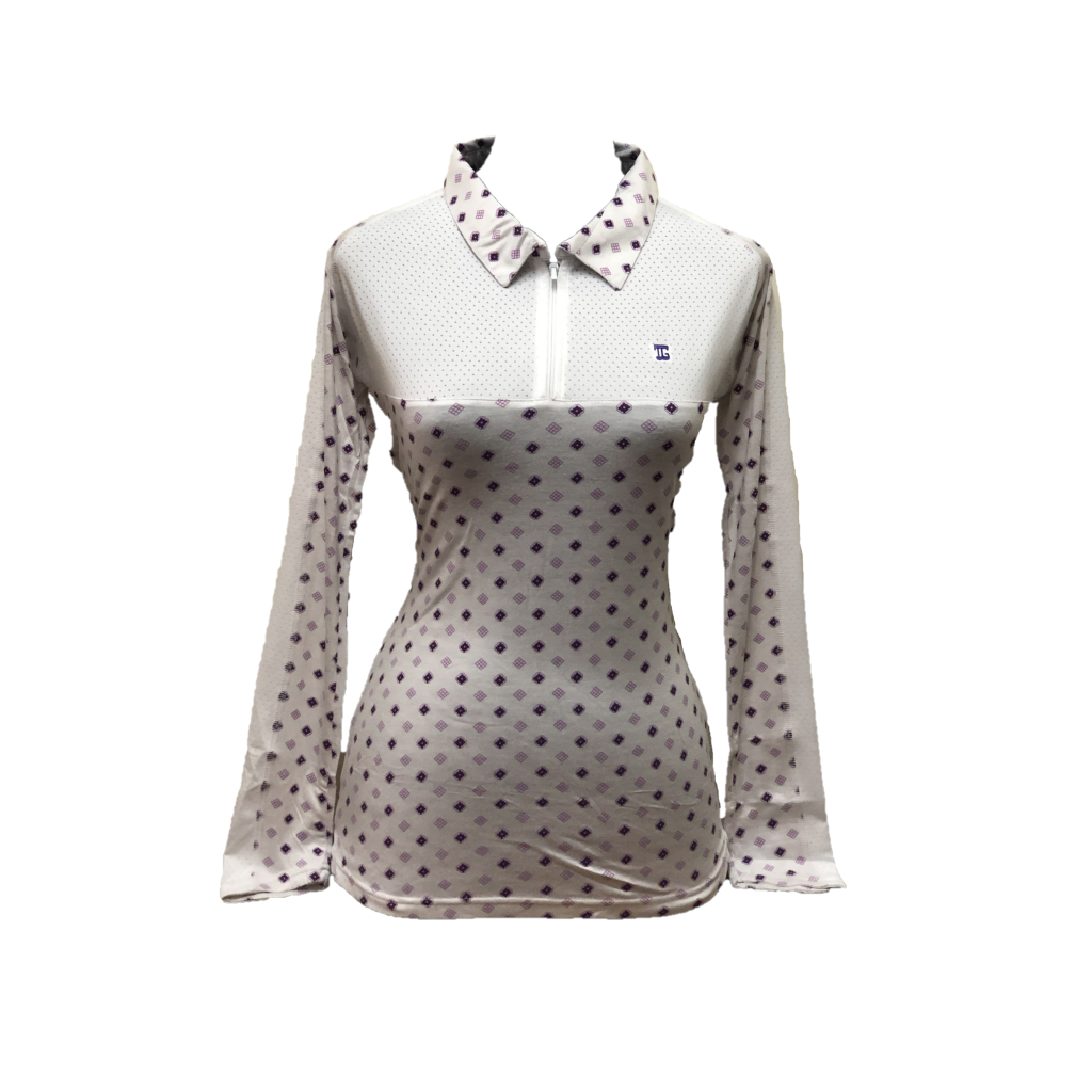 LT-093E || Ladies Top Long Sleeve White with Dark Purple Diagonal ...