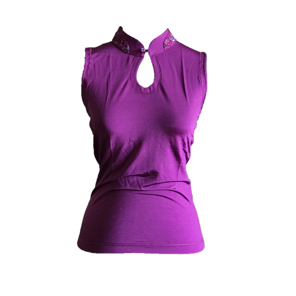 LT-067D || Ladies Top Dark Purple Sleeveless Teardrop Neck with Purple ...