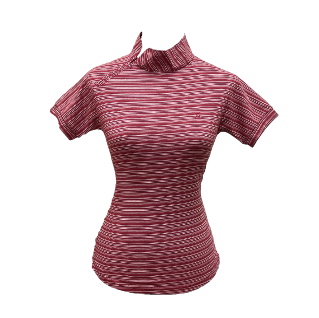 LT-124A || Ladies Top Dark Red with White Horizontal Stripes Reglan ...